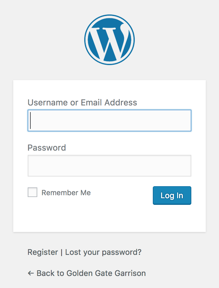 11. Login using new password | Golden Gate Garrison